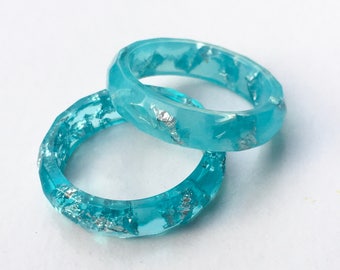 Blue resin ring | Etsy