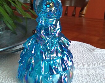 Blue carnival glass | Etsy