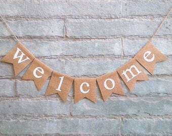 Burlap welcome sign | Etsy