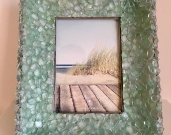Beach Decor Sea glass Picture Frame Sea Glass Frame