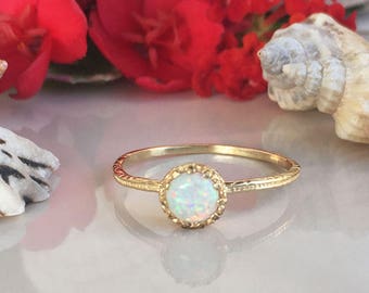 Simple opal ring | Etsy