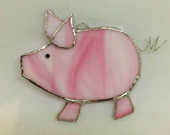 Stained glass pig | Etsy