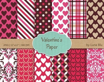 Love digital paper: VINTAGE LOVE heart patterns