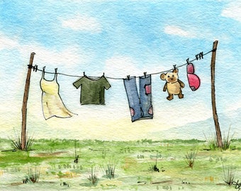 Clothesline painting | Etsy