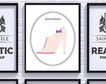 Illustrated shoe art print with funny shoe quote high heel