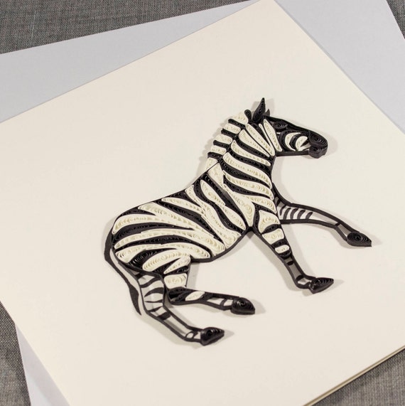 3D Blank Quilled Zebra Animal Card