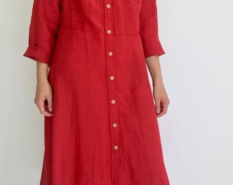 Red linen dress | Etsy