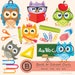 Owls birthday party boy clipart vector graphics digital
