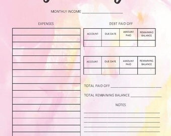 monthly pay list & paycheck and expenses PLUS Bonus PDF