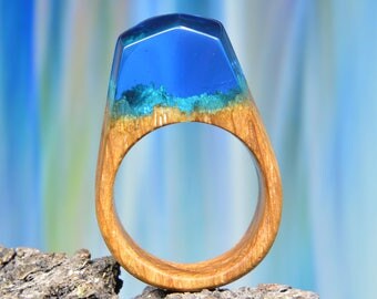 Blue resin ring | Etsy