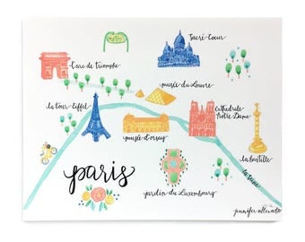 Paris map print | Etsy