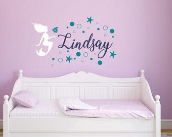 Mermaid name decal | Etsy