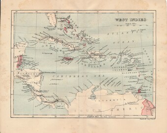 Caribbean map | Etsy