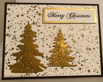 Gold christmas card | Etsy