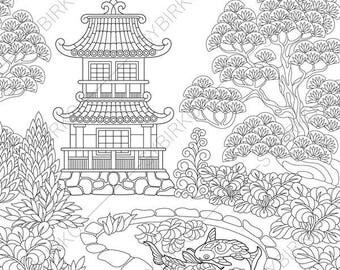 Koi coloring page | Etsy