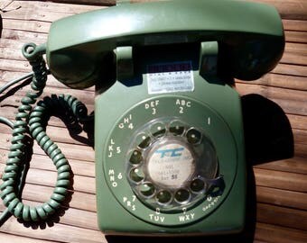 Green rotary phone | Etsy
