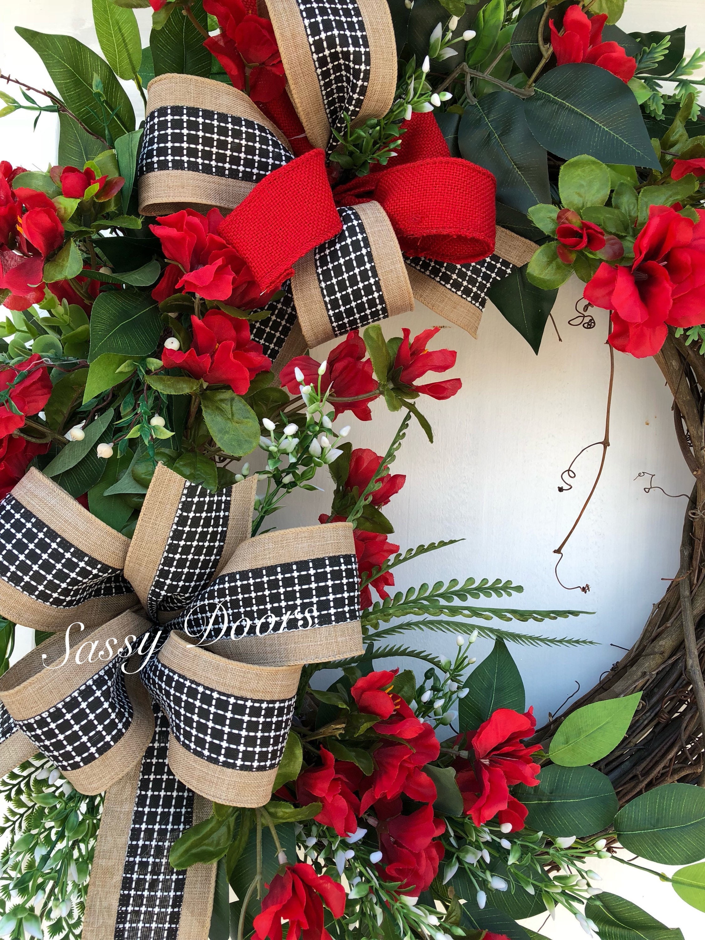 Red Wreath, Everyday Wreath, Grapevine Wreath, Spring Wreath, Summer ...