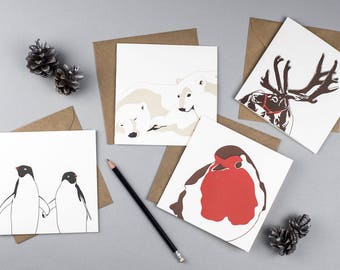 Animal holiday card | Etsy