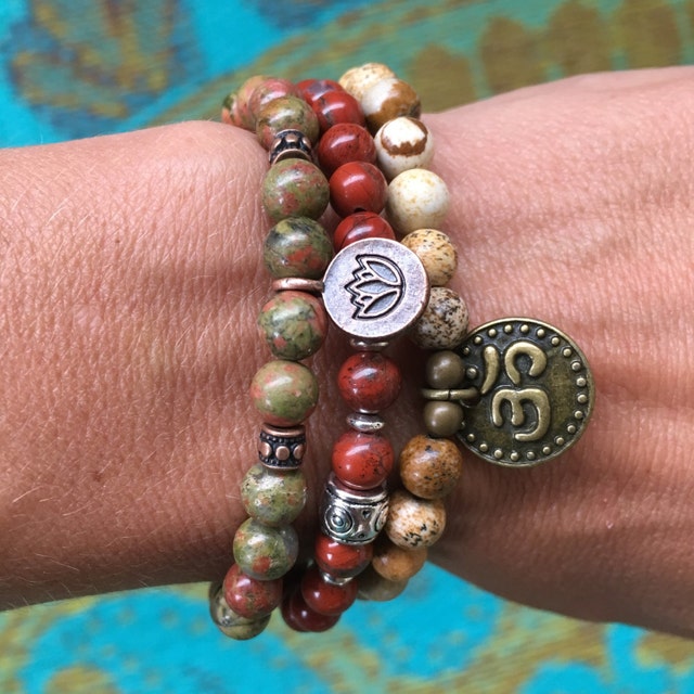 Yoga bracelets 108 Mala beads Beaded bracelets by PureLapis