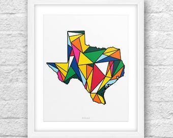 Texas state print | Etsy