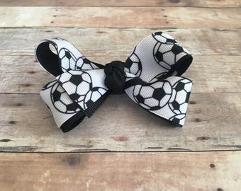 MINI Soccer Hair Bow Soccer Hair Clip Soccer World Cup Bow