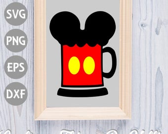 Mickey Mouse Half Face Beer Mug SVG