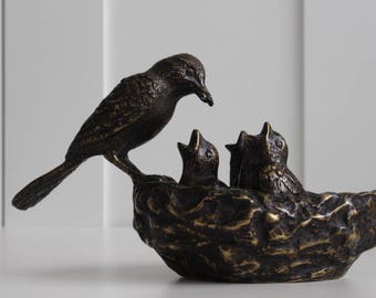 Mother bird feeding | Etsy