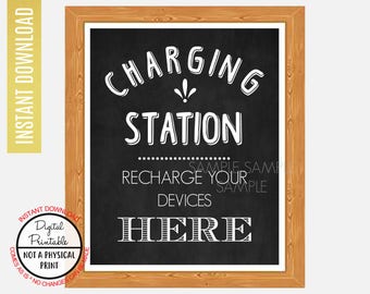 Wedding Charging Bar Sign Printable Charging Station Sign