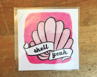 Shell Yeah Stamped Sterling Silver Bar Nameplate Nautical