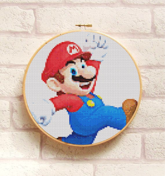 Super Mario Cross Stitch Pattern PDF Embroidery Chart Cute