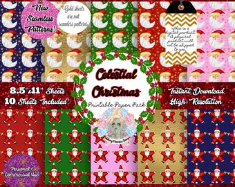 Christmas Scrapbook Paper Holiday Digital Paper Chevron
