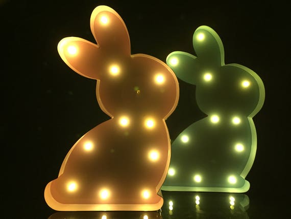 9 Blue Metal LED light marquee light rabbit bounny light