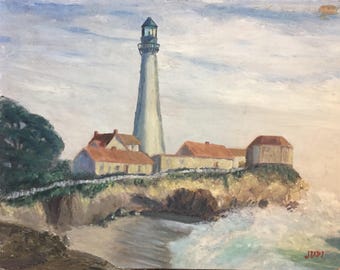 Lighthouse painting | Etsy