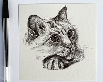 Cat portrait | Etsy