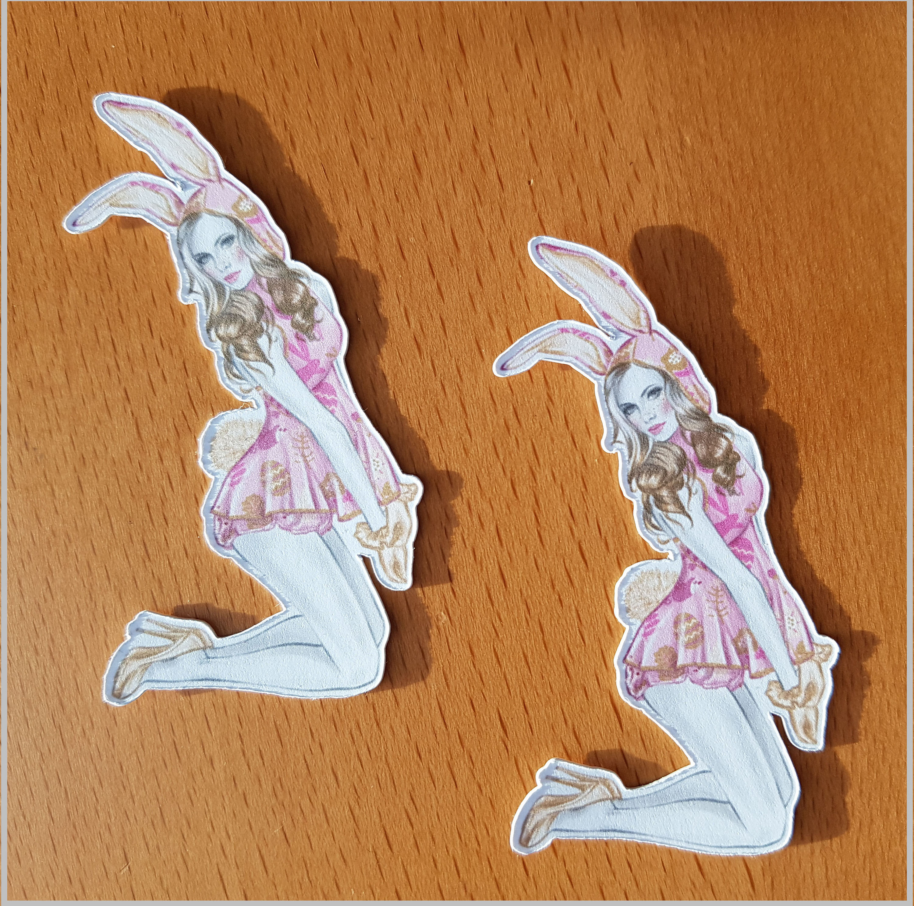 Pin Up Style Sexy Easter Bunny Diecut With Sticker Option For Journals Planners