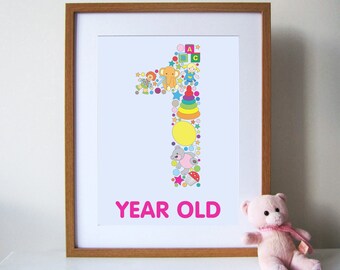1 year old poster | Etsy