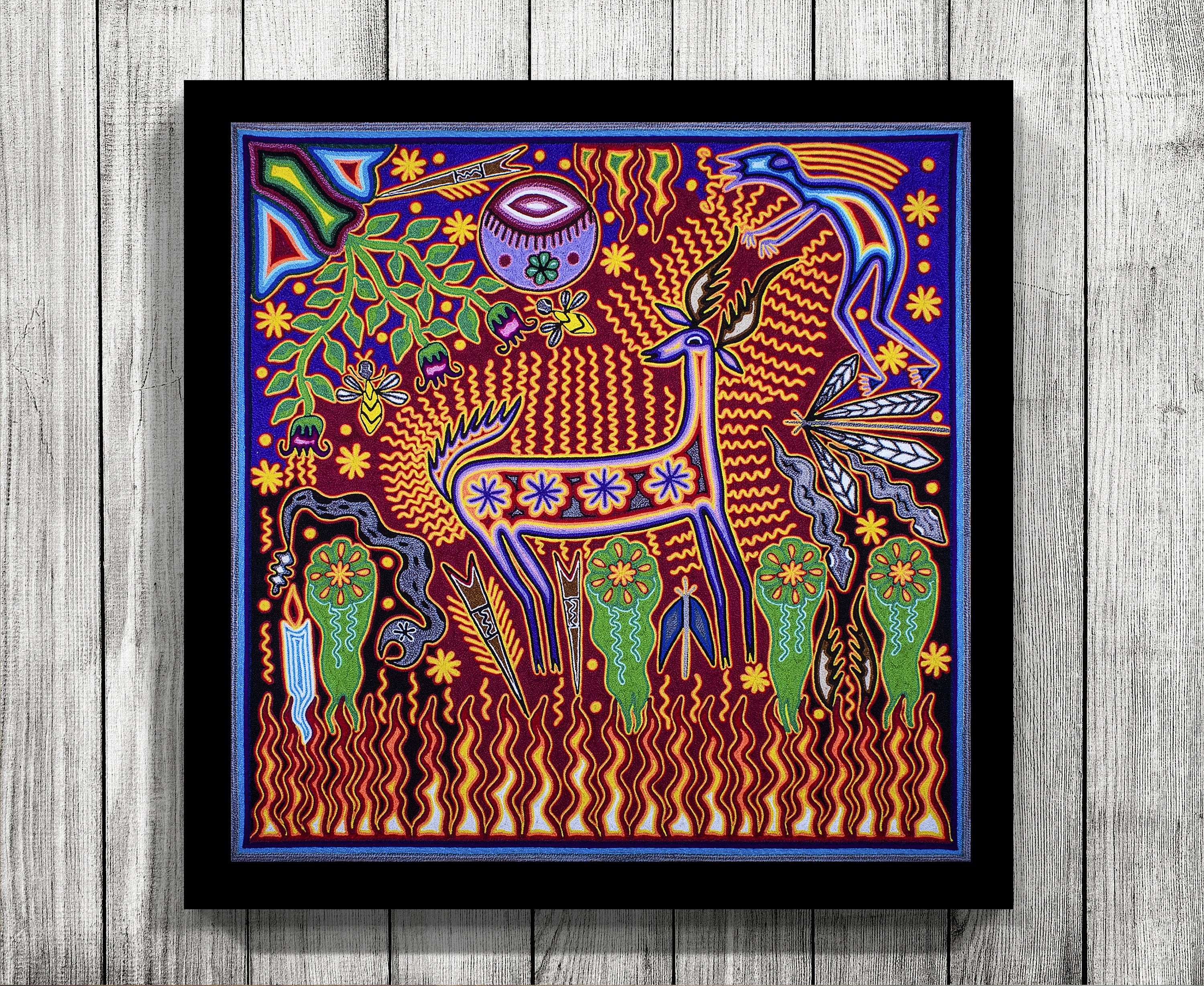 Mexican Painting Mexican Art Digital Print Huichol Art