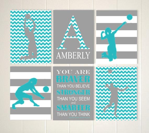 Volleyball girl wall art volleyball room decor pre teen girl