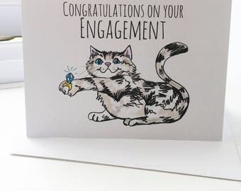 Cat engagement card | Etsy
