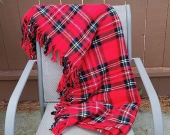 Red plaid blanket | Etsy