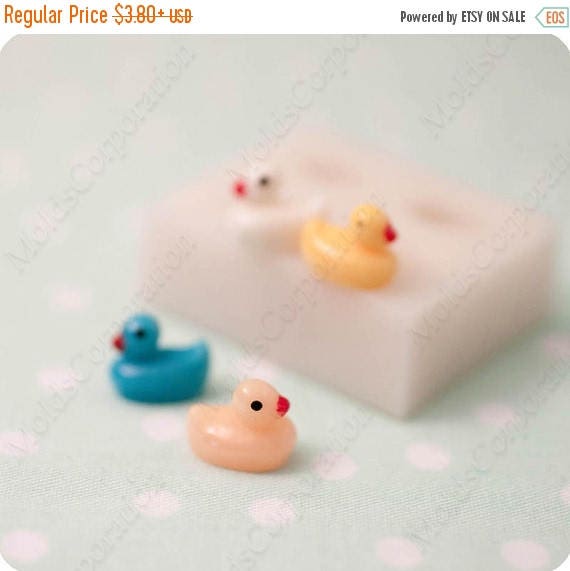 SALE 4 Little 3-D ducks flexible silicone mould molds for