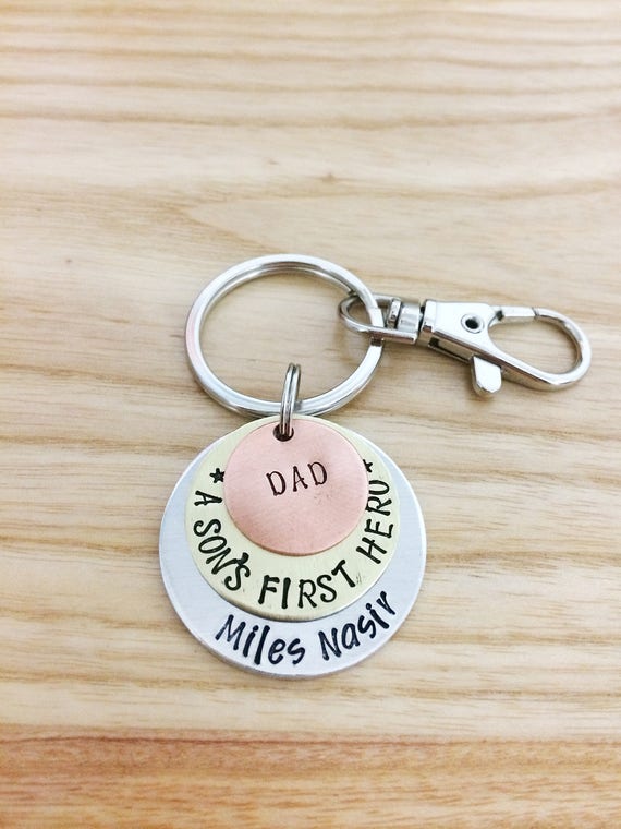 new dad gift keychain a sons first hero dad keychain