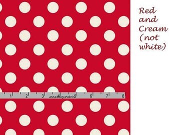 Red polka dot fabric | Etsy