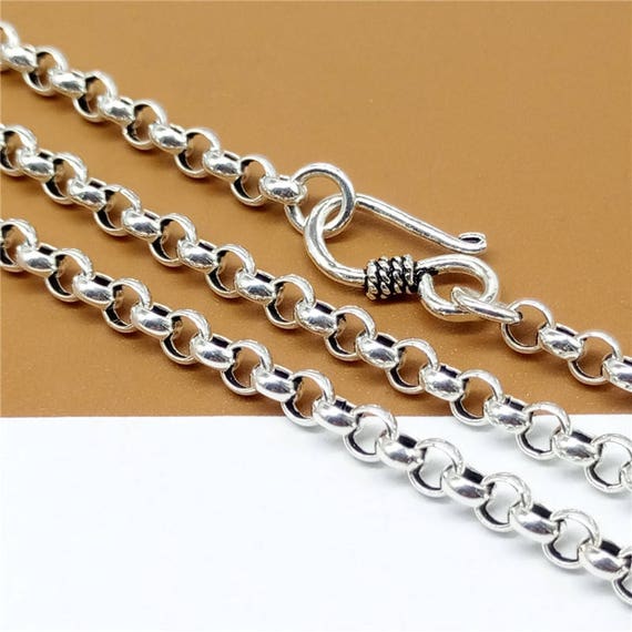 Sterling Silver Rolo Chain 4mm Rolo Necklace Chain Belcher