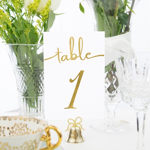 Gold Foil Table Numbers Handmade Wedding Style 0133
