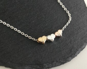 3 heart necklace | Etsy