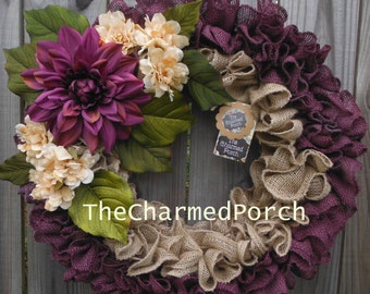 Purple fall wreath | Etsy