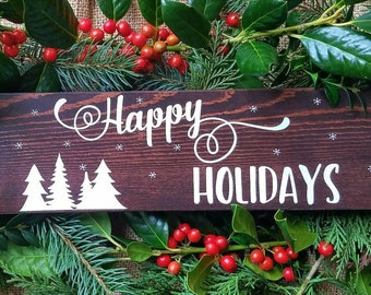 Holiday wood sign | Etsy