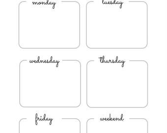Weekly Planner Chalkboard Calendar Modern Vinyl Wall Decal