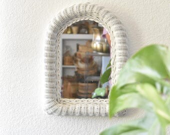 White wicker mirror | Etsy
